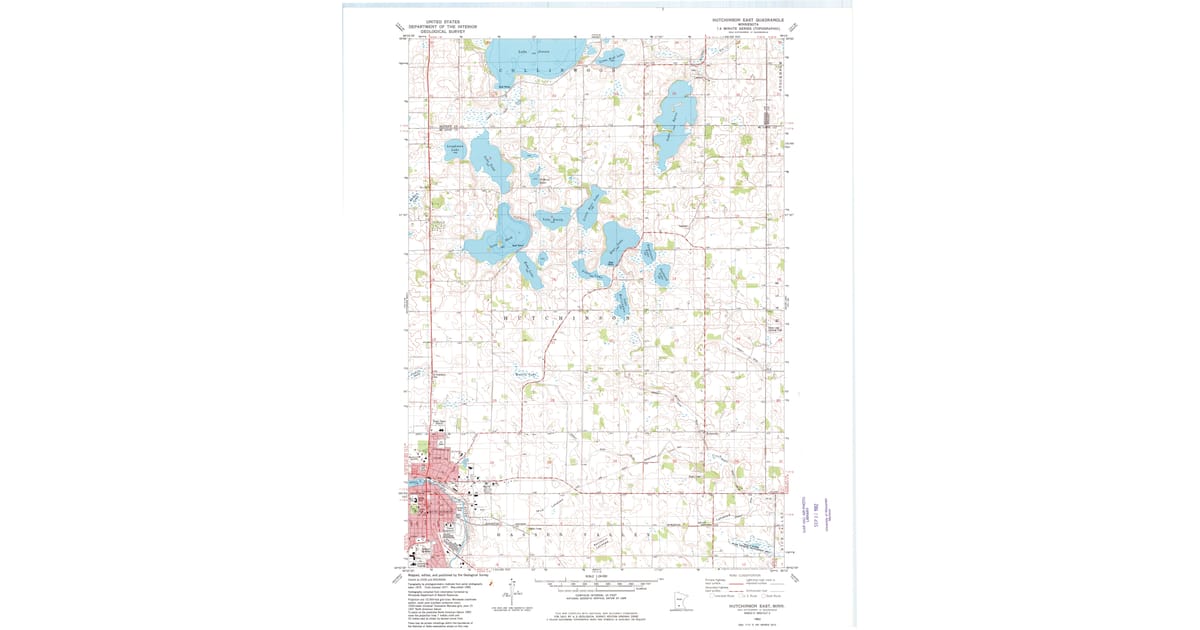 1982 Map of Hutchinson East, McLeod County, MN — High-Res | Pastmaps