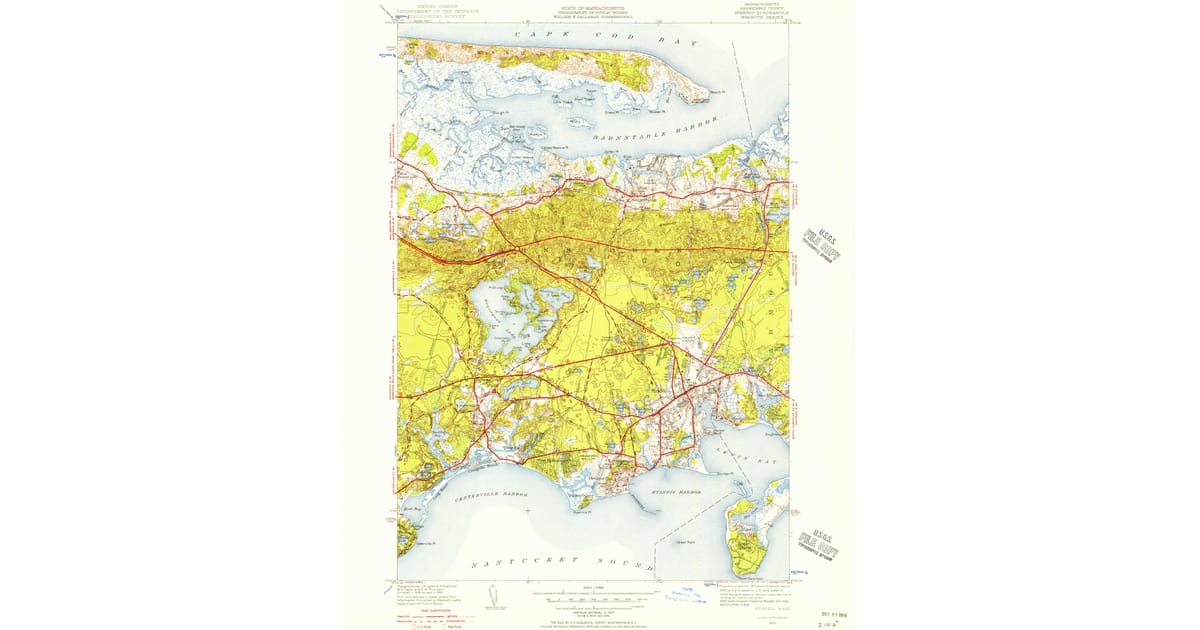 1950 Map of Hyannis, Barnstable County, MA — High-Res | Pastmaps