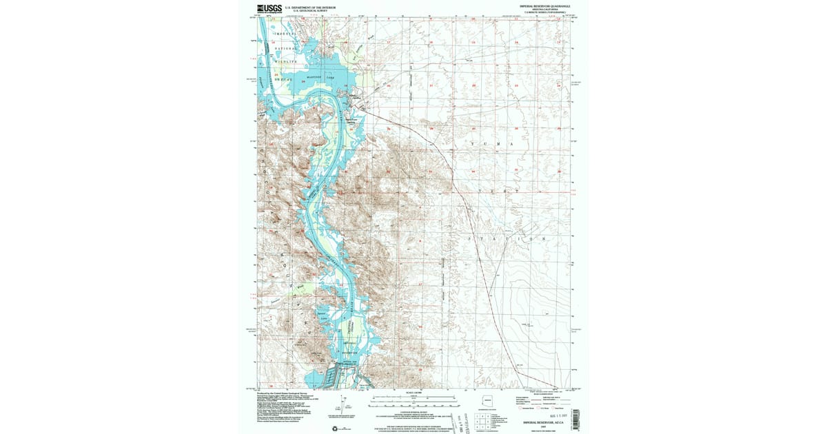 1997 Map of Imperial Reservoir, Yuma County, AZ — High-Res | Pastmaps