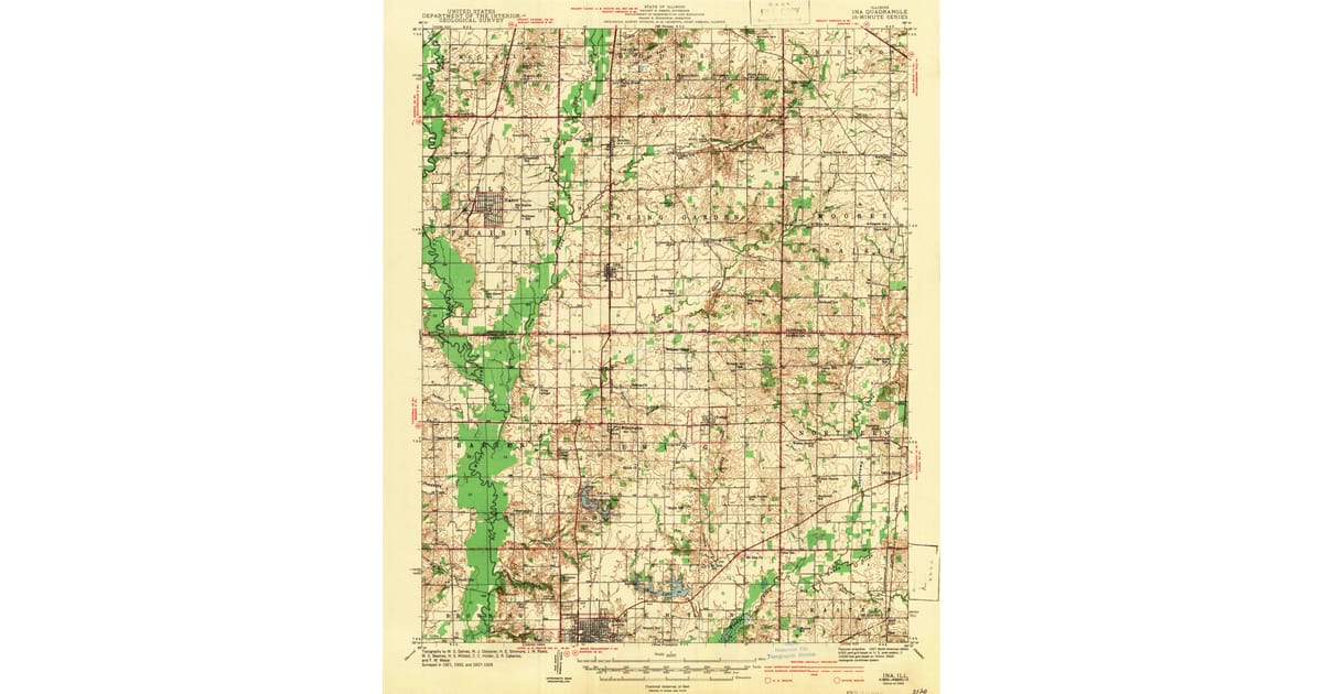 1943 Map of Ina, IL — High-Res | Pastmaps