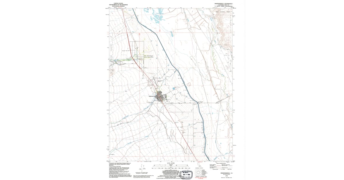 1992 Map of Independence, CA — High-Res | Pastmaps