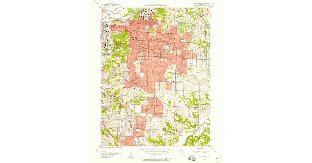 1957 Map of Independence, MO — High-Res | Pastmaps