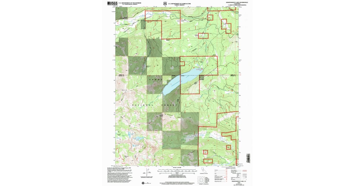 2000 Map of Independence Lake, Nevada County, CA — High-Res | Pastmaps