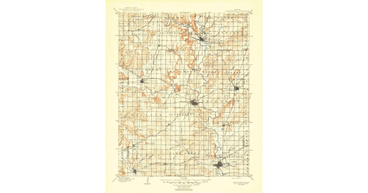 1905 Map of Independence, KS — High-Res, 1945 Print | Pastmaps