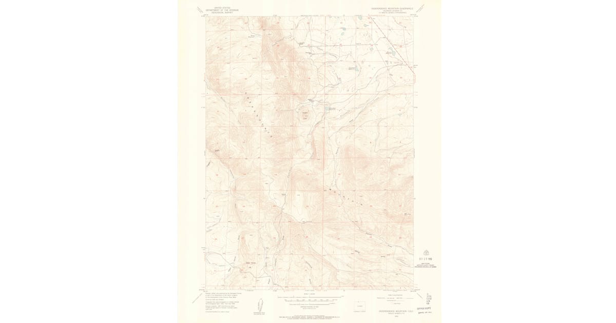 1955 Map of Independence Mountain, Jackson County, CO — High-Res, 1956 ...