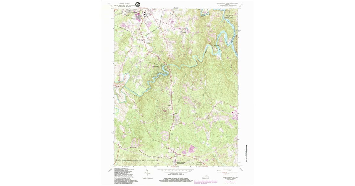 1966 Map of Independent Hill, VA — High-Res, 1984 Print | Pastmaps