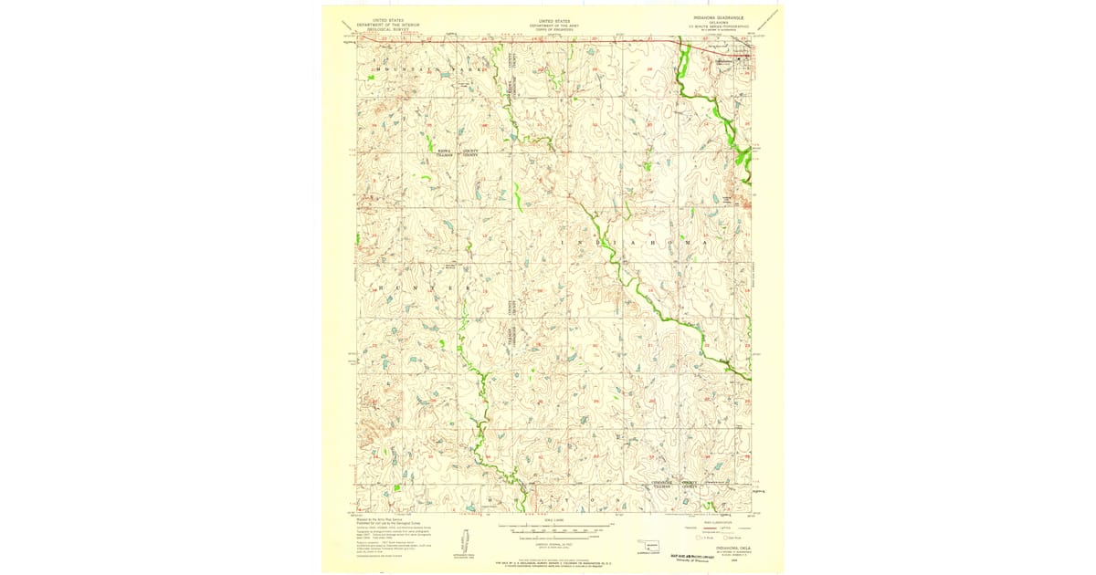 1956 Map of Indiahoma, OK — High-Res | Pastmaps