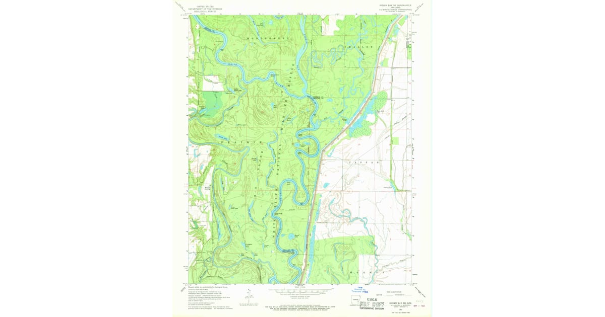 1967 Map of Indian Bay SE, Arkansas County, AR — High-Res | Pastmaps