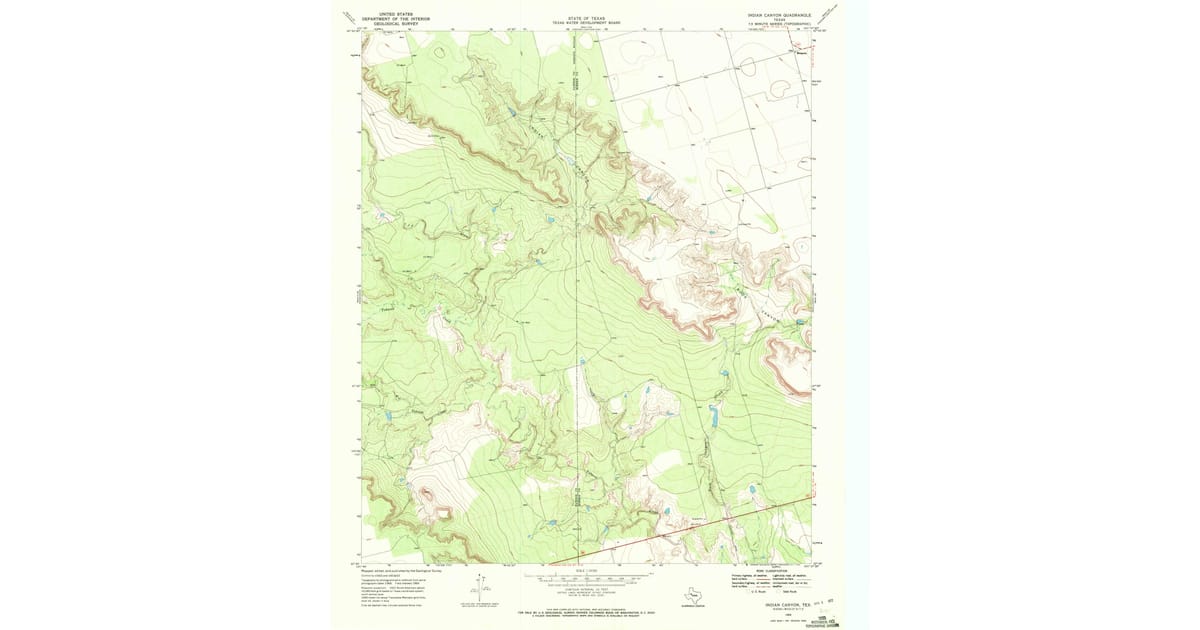 1969 Map of Indian Canyon, Borden County, TX — High-Res | Pastmaps