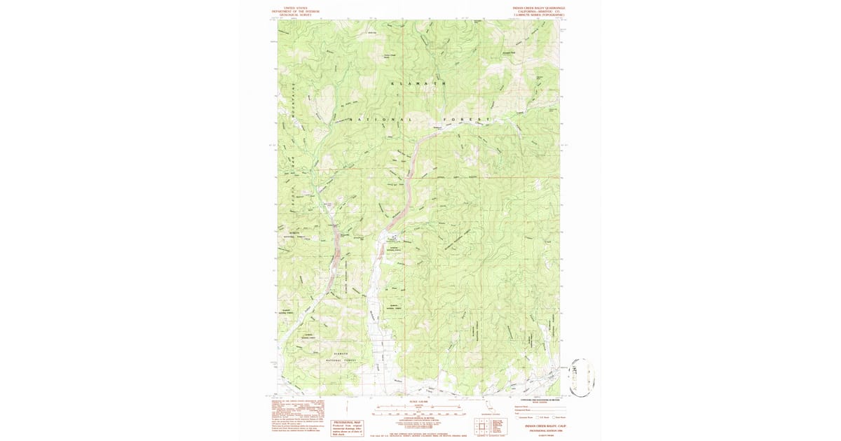 1984 Map of Indian Creek Baldy, Siskiyou County, CA — High-Res | Pastmaps