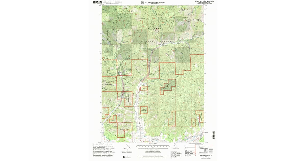 2001 Map of Indian Creek Baldy, Siskiyou County, CA — High-Res | Pastmaps