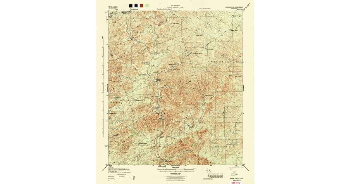 1944 Map of Indian Creek, Edwards County, TX — High-Res | Pastmaps