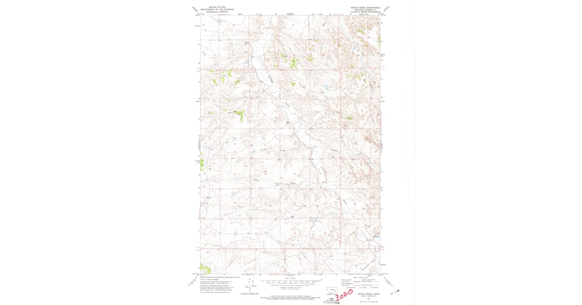 1971 Map of Indian Creek, Rosebud County, MT — High-Res | Pastmaps