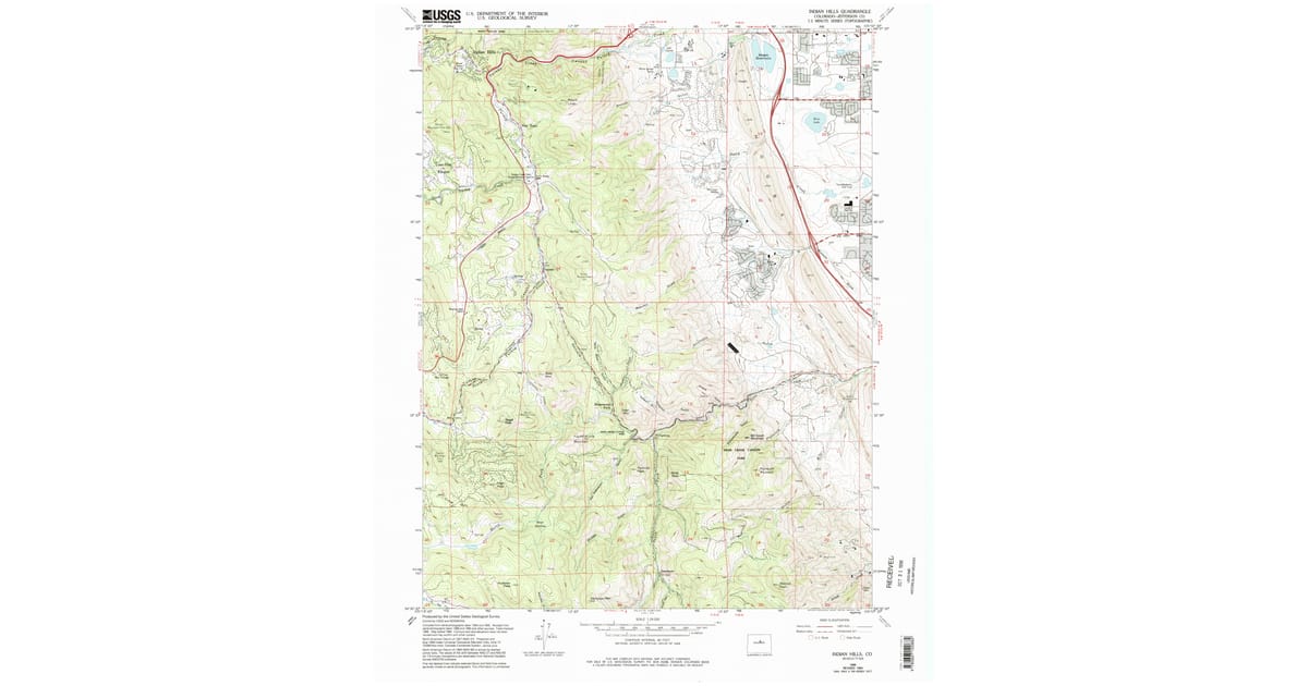 1965 Map of Indian Hills, CO — High-Res, 1994 Print #2 | Pastmaps