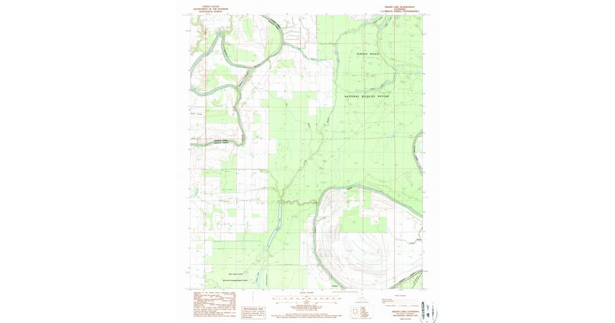 1987 Map of Indian Lake, Madison Parish, LA — High-Res | Pastmaps