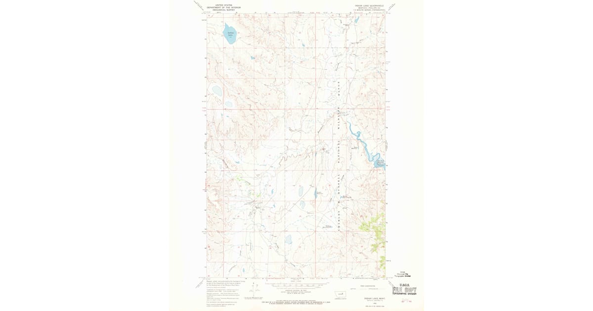 1965 Map of Indian Lake, Phillips County, MT — High-Res | Pastmaps