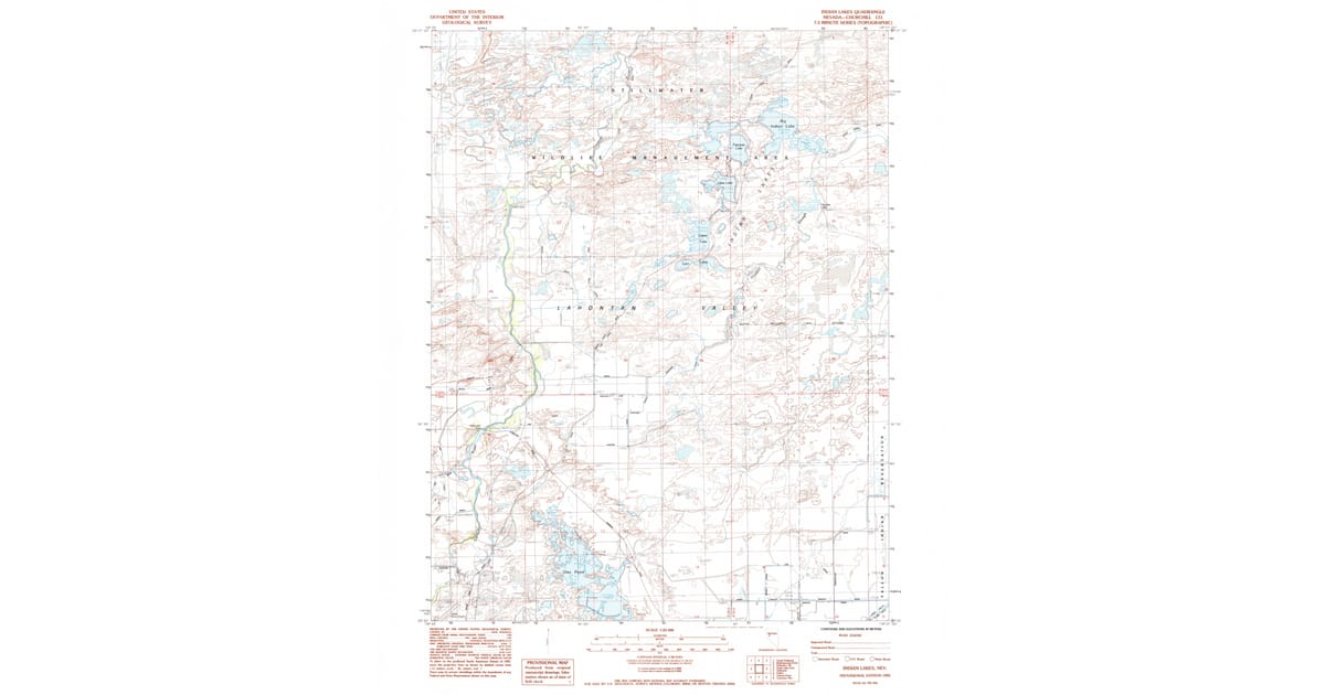 1985 Map of Indian Lakes, Churchill County, NV — High-Res | Pastmaps