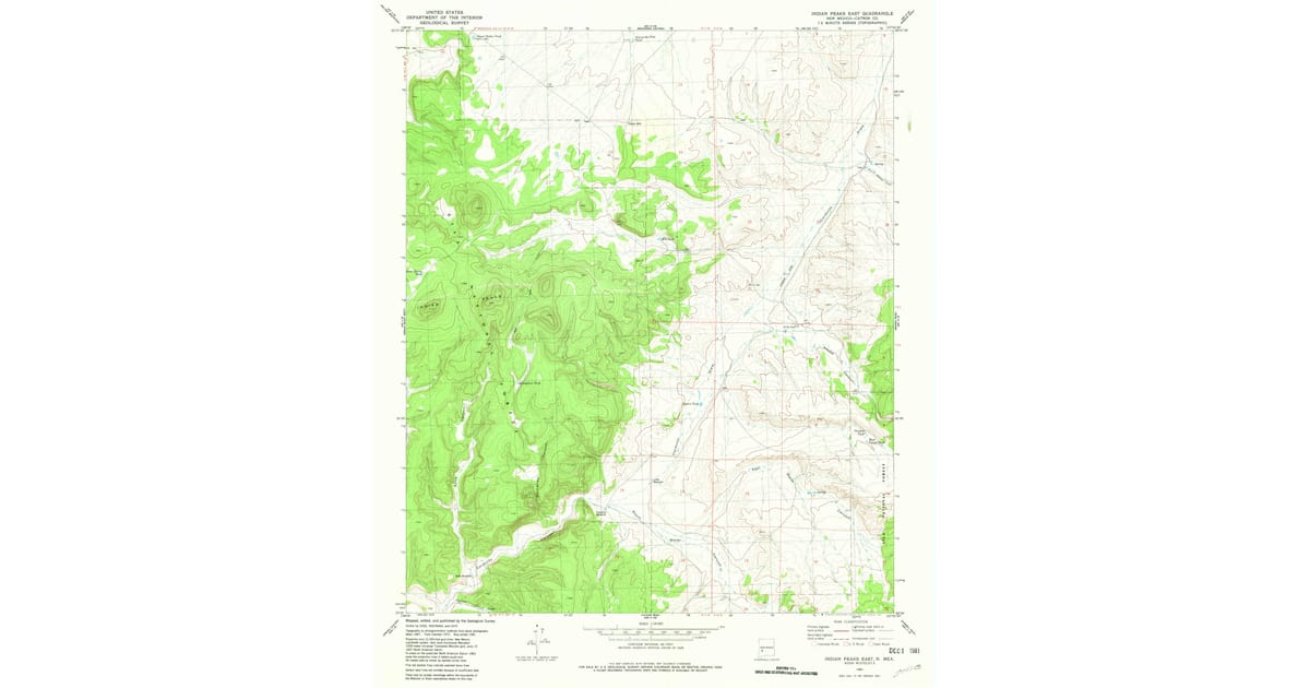 1981 Map of Indian Peaks East, Catron County, NM — High-Res | Pastmaps