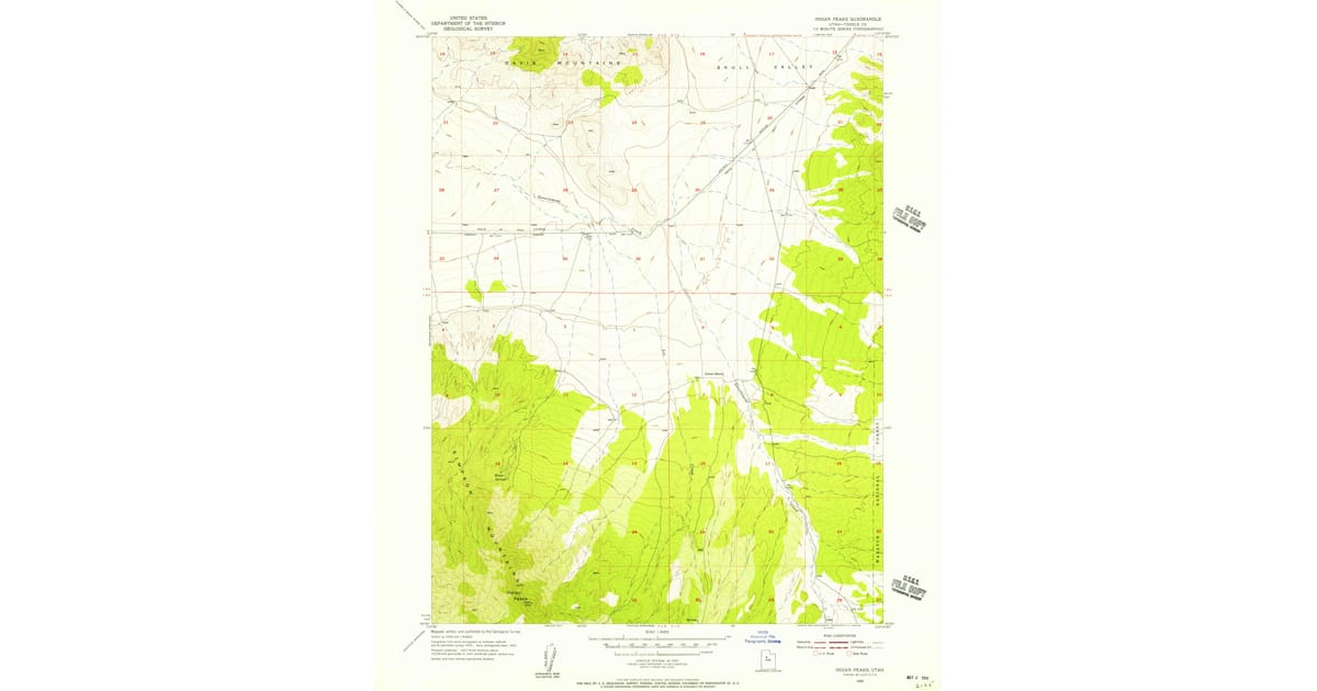 1955 Map of Indian Peaks, Tooele County, UT — High-Res | Pastmaps