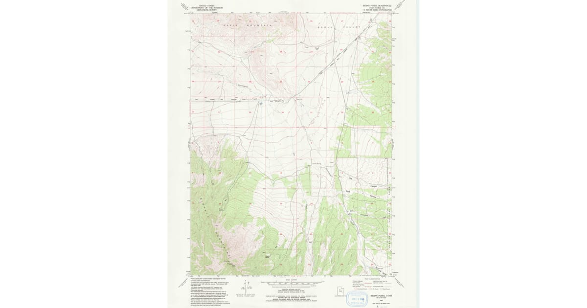 1993 Map of Indian Peaks, Tooele County, UT — High-Res | Pastmaps