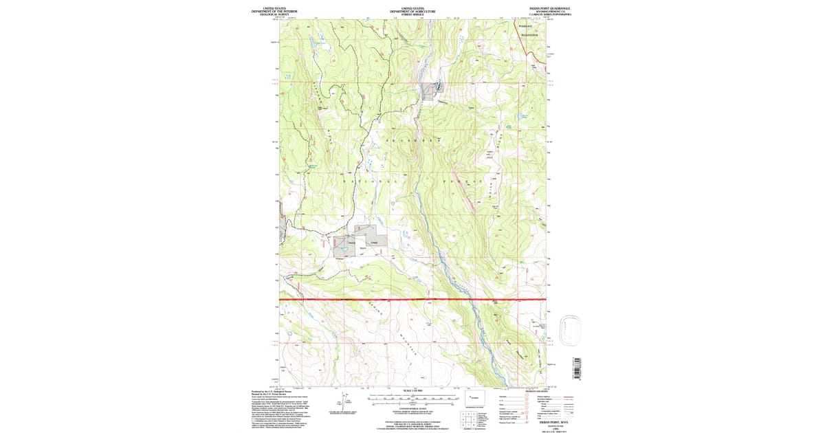 1991 Map of Indian Point, Fremont County, WY — High-Res | Pastmaps