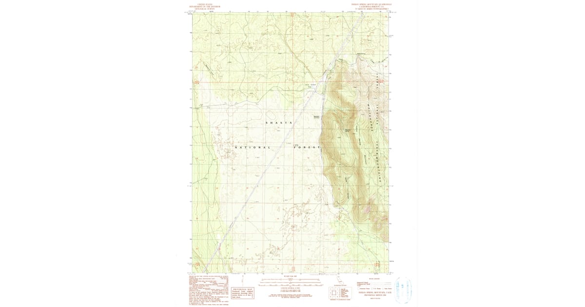 1990 Map of Indian Spring Mountain, Siskiyou County, CA — High-Res ...