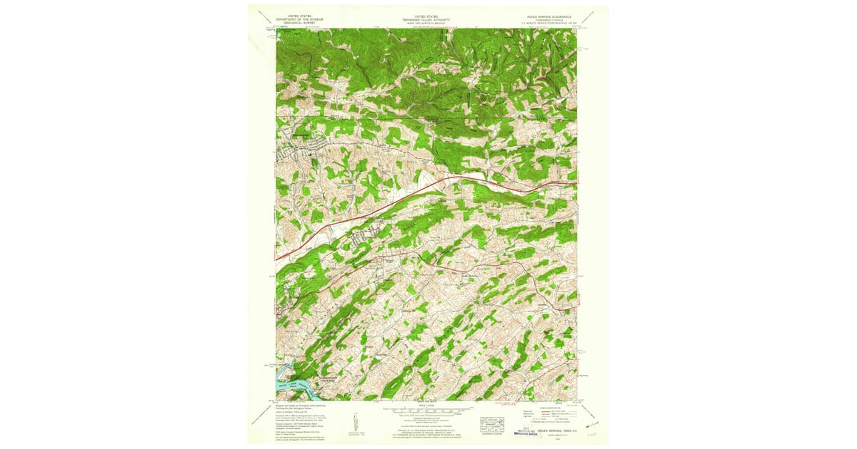 1959 Map of Indian Springs, Sullivan County, TN — High-Res | Pastmaps