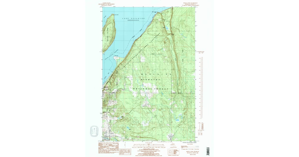 1984 Map of Indian Town, Alger County, MI — High-Res | Pastmaps