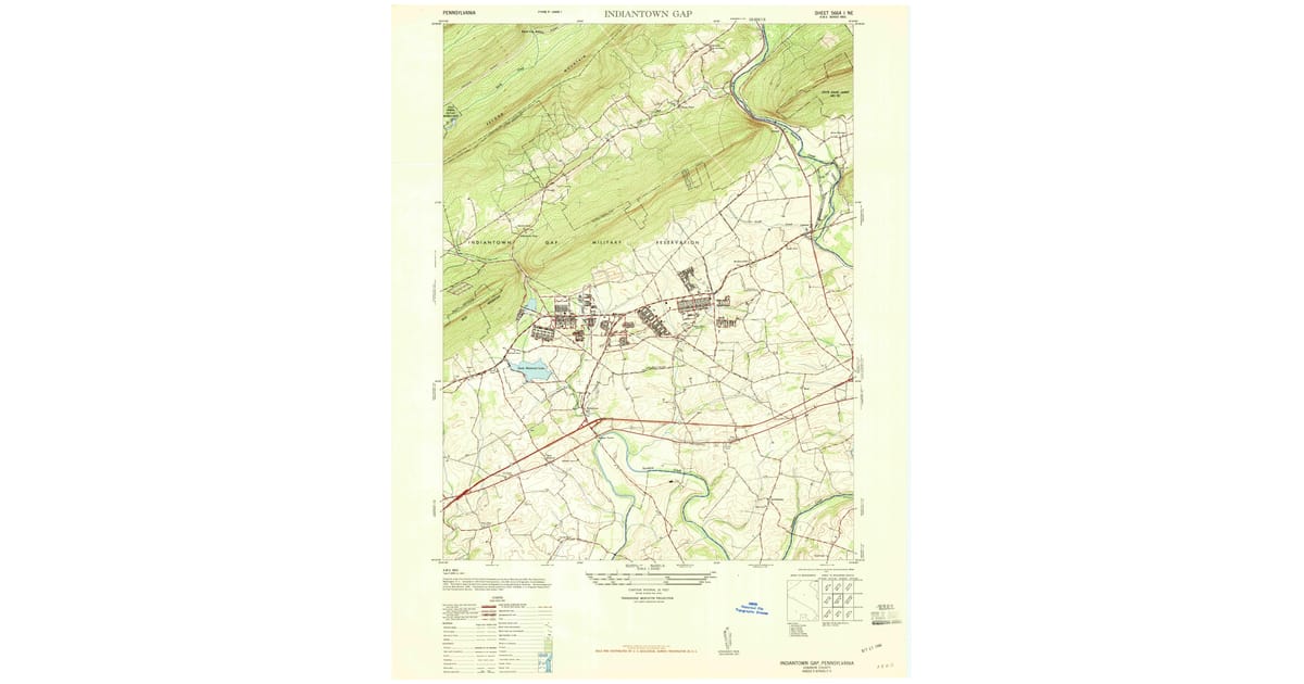1947 Map of Indiantown Gap, Lebanon County, PA — High-Res | Pastmaps