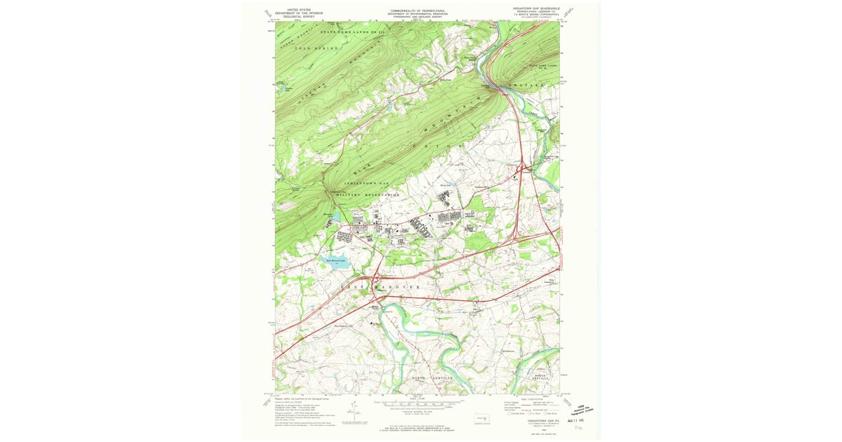 1969 Map of Indiantown Gap, Lebanon County, PA — High-Res | Pastmaps