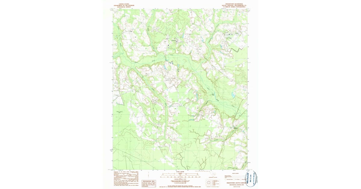 1990 Map of Indiantown, Williamsburg County, SC — High-Res | Pastmaps