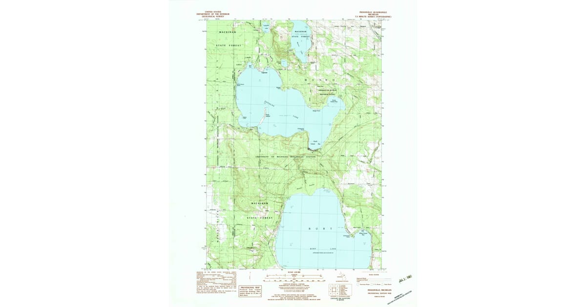 1982 Map of Indianville, Cheboygan County, MI — High-Res | Pastmaps