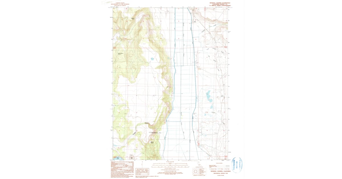 1990 Map of Infernal Caverns, Modoc County, CA — High-Res | Pastmaps
