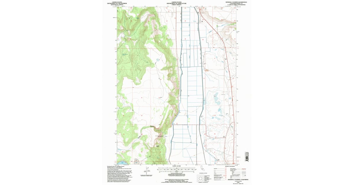 1993 Map of Infernal Caverns, Modoc County, CA — High-Res | Pastmaps