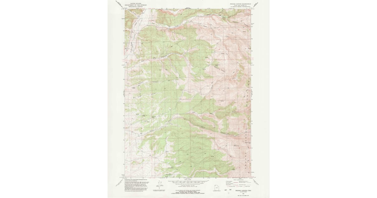 1991 Map of Ingham Canyon, Box Elder County, UT — High-Res | Pastmaps