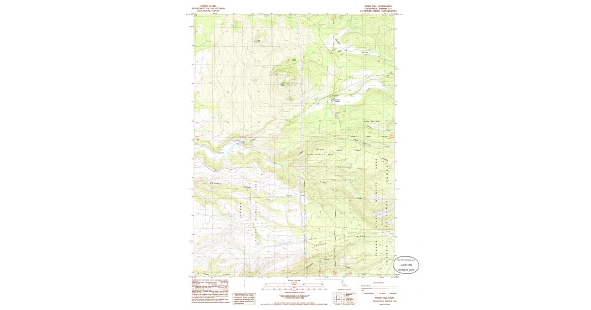 1985 Map of Inskip Hill, Tehama County, CA — High-Res | Pastmaps