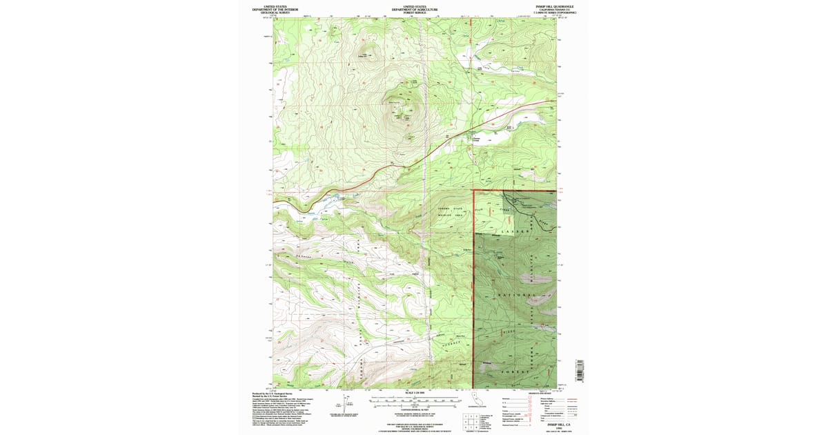 1995 Map of Inskip Hill, Tehama County, CA — High-Res | Pastmaps