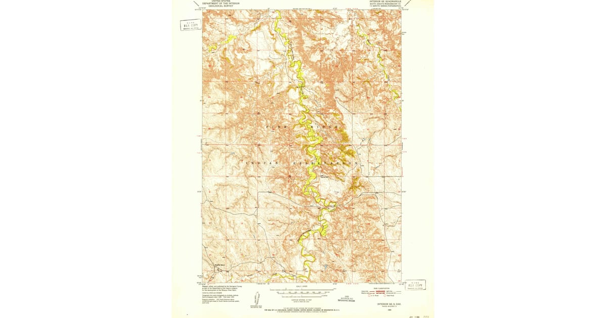 1950 Map of Interior SE, Jackson County, SD — High-Res | Pastmaps