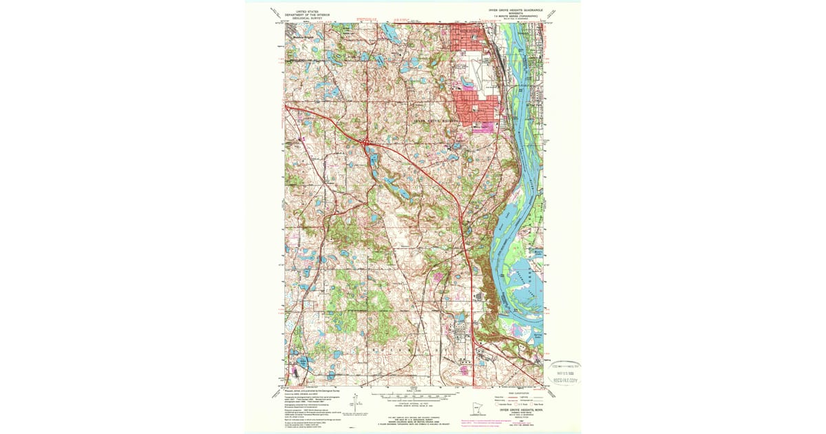 1967 Map of Inver Grove Heights, MN — High-Res, 1989 Print | Pastmaps