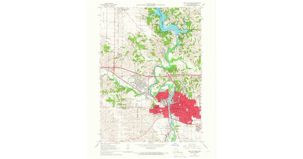 1965 Map of Iowa City West, Johnson County, IA — High-Res | Pastmaps