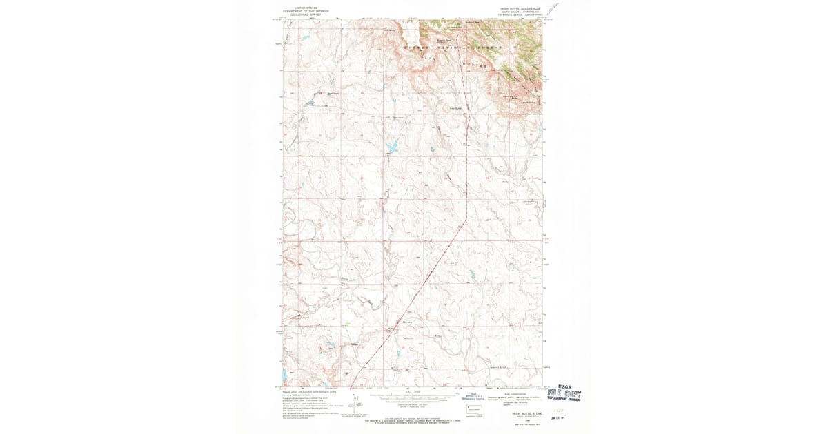 1968 Map of Irish Butte, Harding County, SD — High-Res | Pastmaps