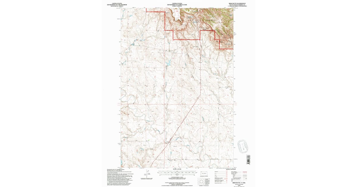 1993 Map of Irish Butte, Harding County, SD — High-Res | Pastmaps