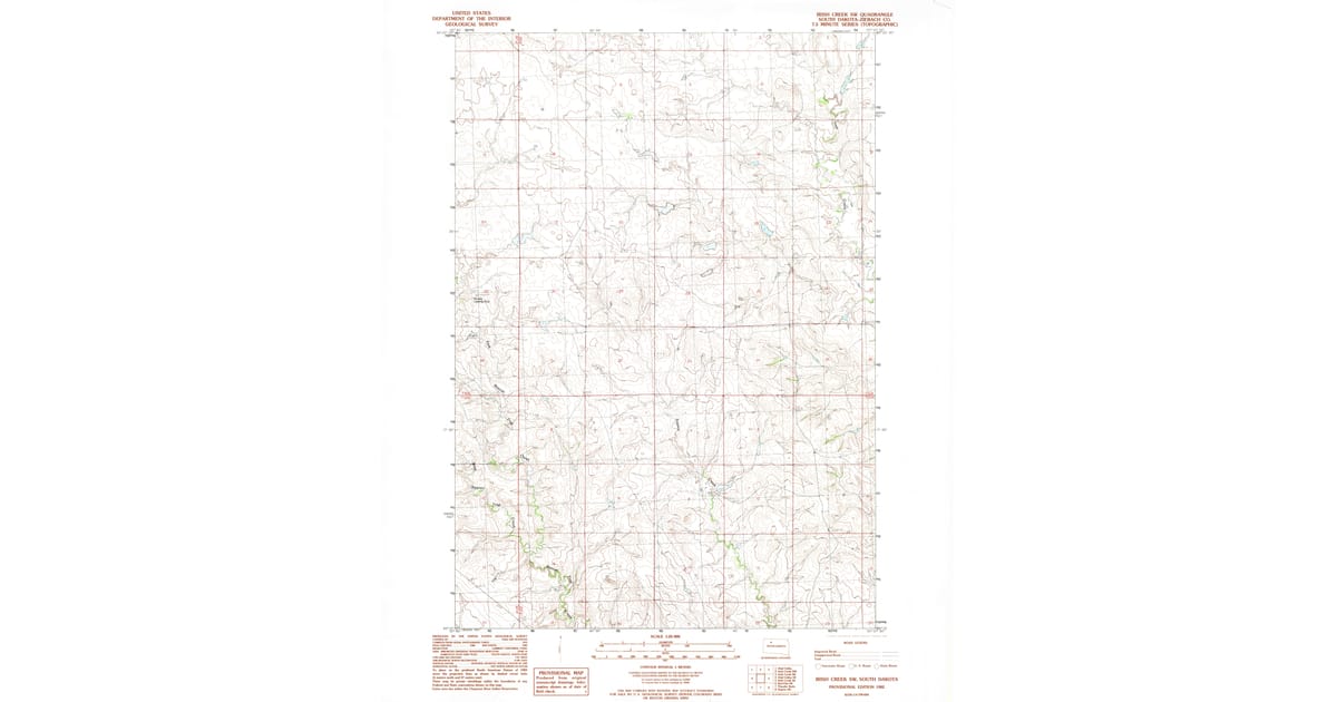 1982 Map of Irish Creek SW, Ziebach County, SD — High-Res | Pastmaps