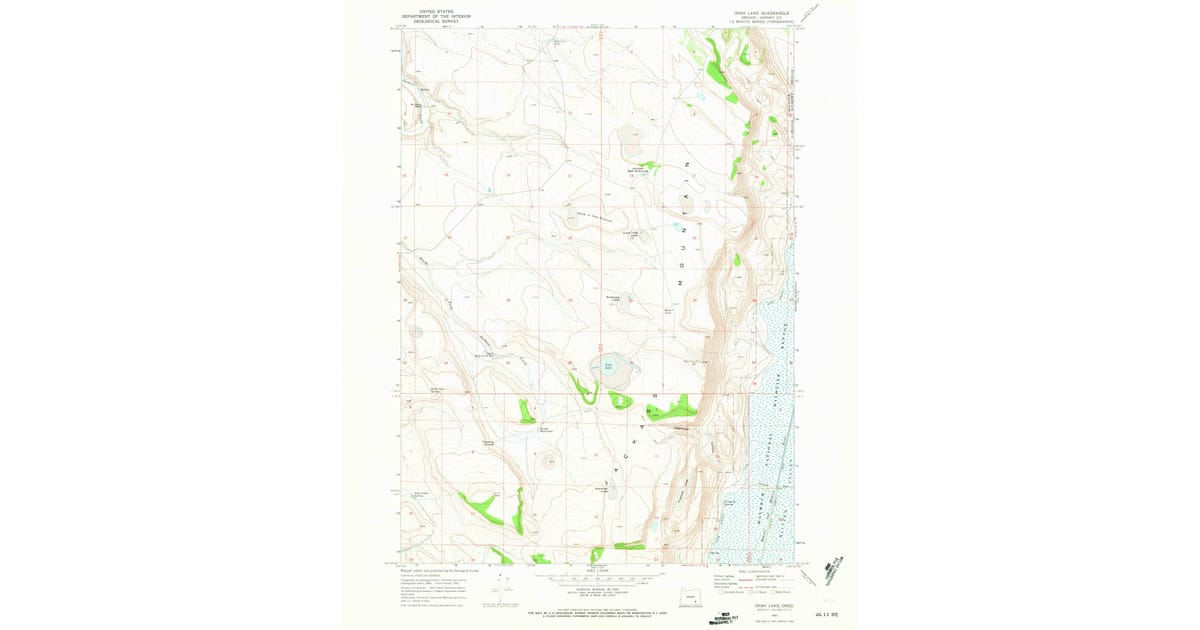 1967 Map of Irish Lake, Harney County, OR — High-Res | Pastmaps