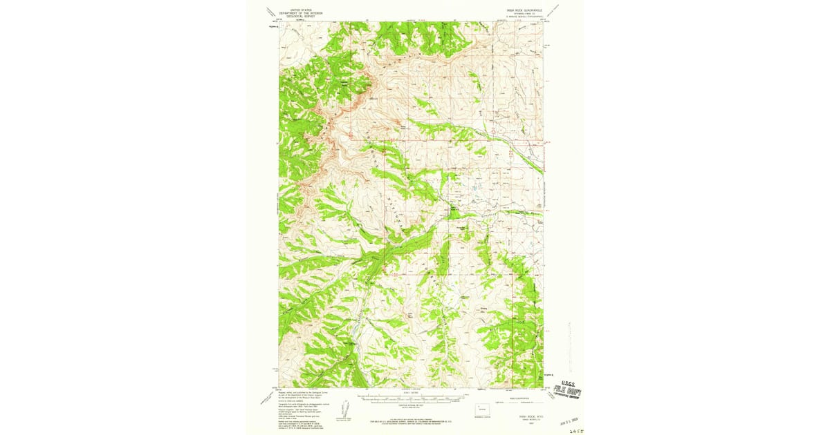 1957 Map of Irish Rock, Park County, WY — High-Res | Pastmaps