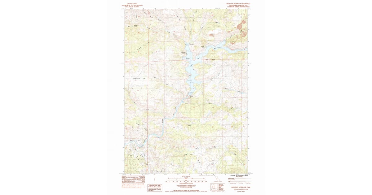 1984 Map of Iron Gate Reservoir, Siskiyou County, CA — High-Res | Pastmaps