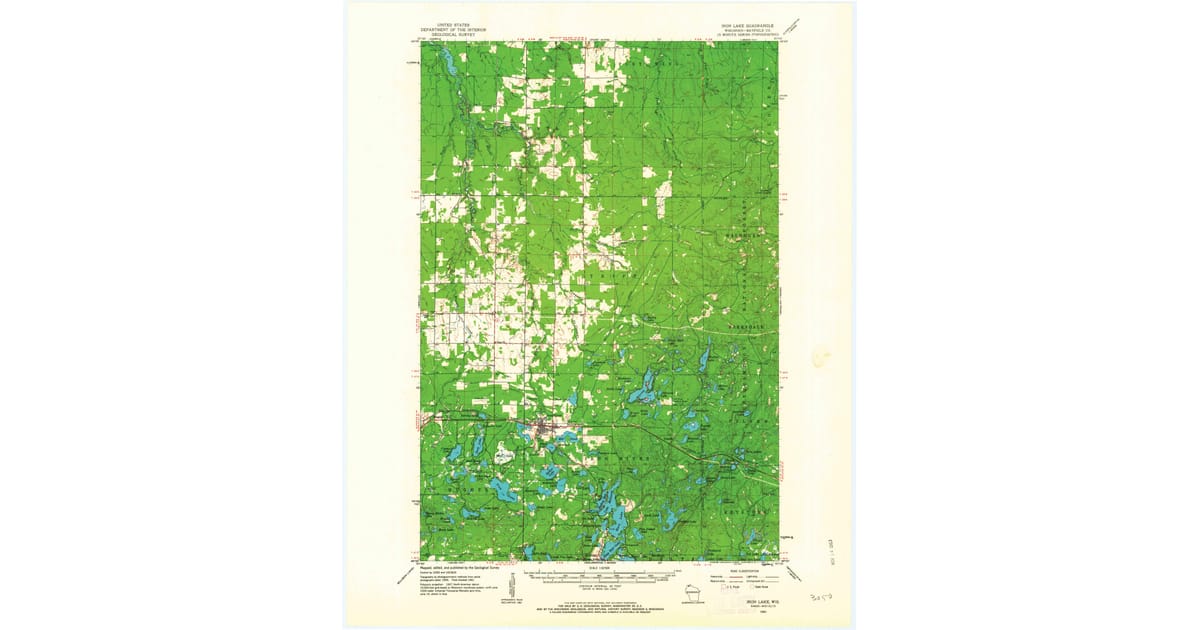 1961 Map of Iron Lake, Bayfield County, WI — High-Res | Pastmaps