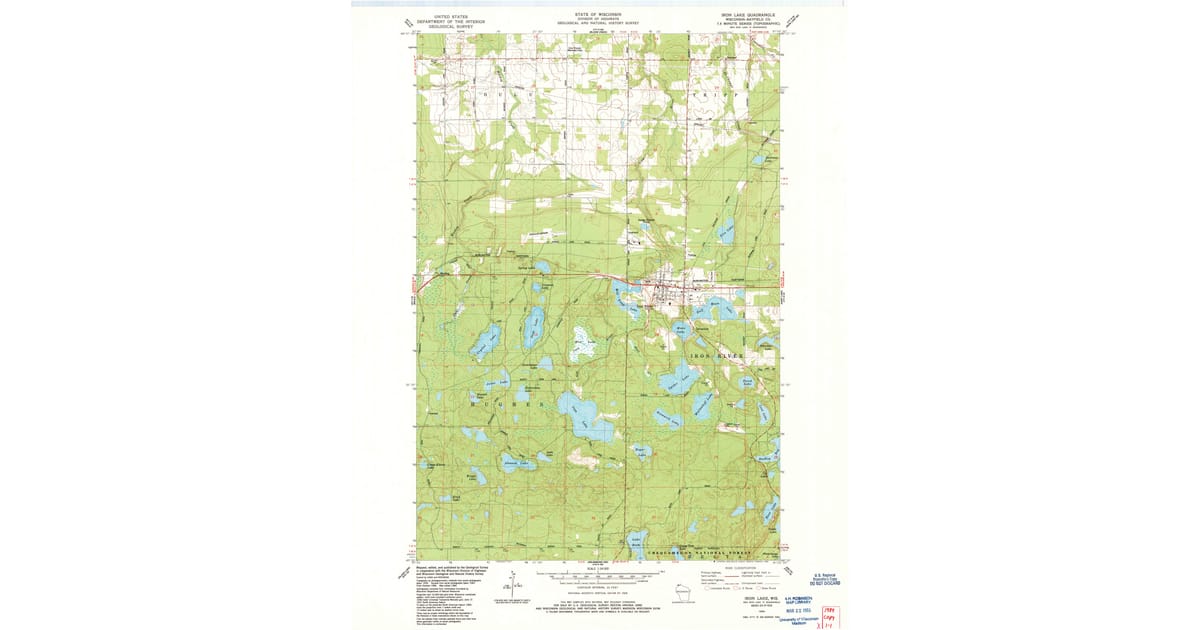 1984 Map of Iron Lake, Bayfield County, WI — High-Res | Pastmaps