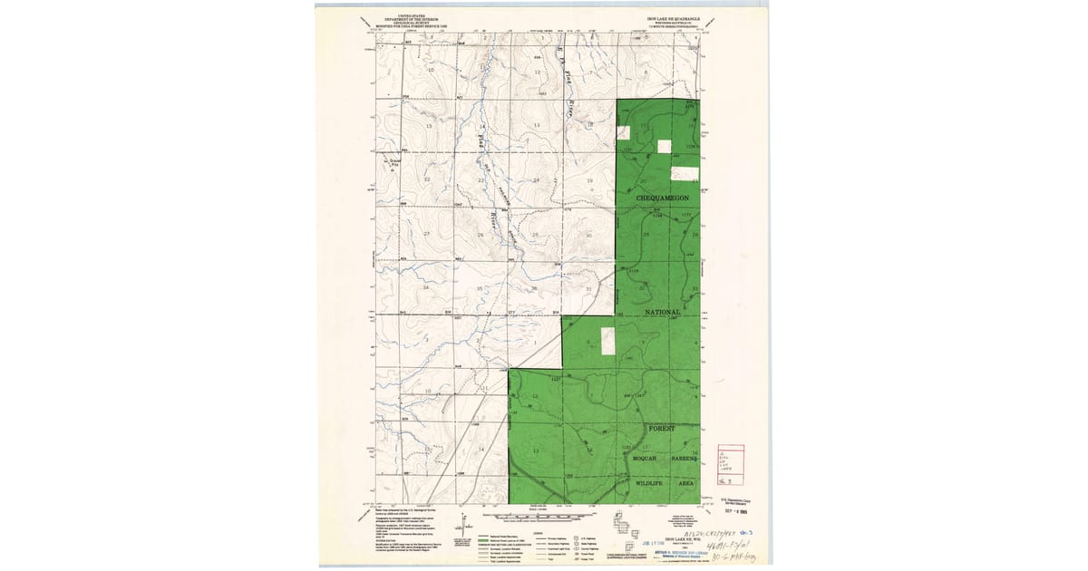 1961 Map of Iron Lake NE, Bayfield County, WI — High-Res | Pastmaps