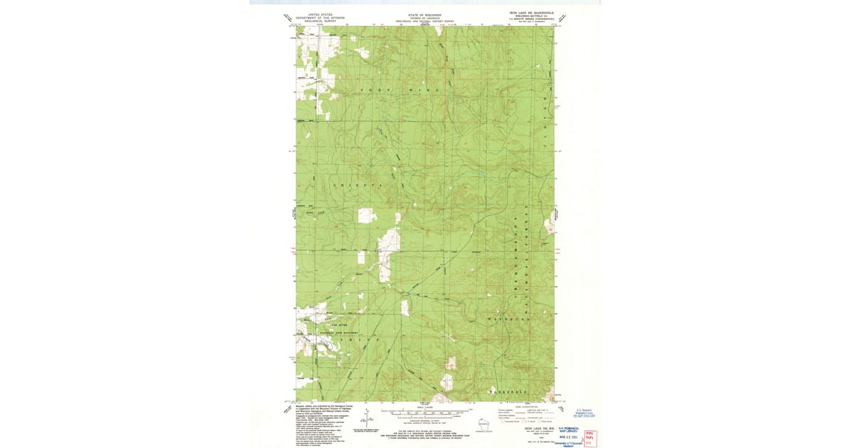 1984 Map of Iron Lake NE, Bayfield County, WI — High-Res | Pastmaps